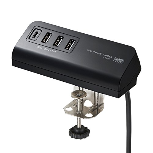 USB C×1+USB A×1(PD非対応)ブラック/TypeC1ポート+USB3ポート/ACA-IP51BK・Color:ブラックStyle:USB C×1+USB A×1(PD非対応)・パッケージ個数:1・デスクの天板にクランプで挟んで...