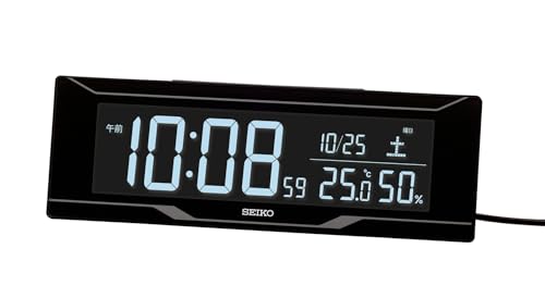 ブラック/小/DL308K・パッケージ個数:1・専用給電コードつき（コード長約1.5m）/ACアダプタは付属しません・クオーツ時計・スマートフォン時刻修正・フルオートカレンダー・温湿度表示選べる70色!表示色がなめらかに変化するグラデーショ...