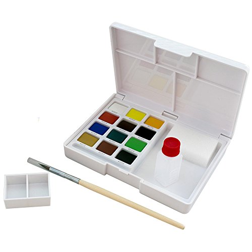 12色セット/88×115×24mm/NCW-12・Color:12色セット・パッケージ個数:1・【セット内容】透明固形水彩絵の具12色セット・携帯筆・ミニ水筒・ミニ筆洗・スポンジ・【特長1】ポケットサイズのコンパクト透明固形水彩絵の具12...