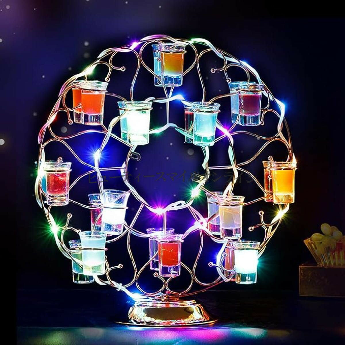 【商品名】LED 酒棚 卓上自立型 USB充電 コードレス操作 24カップ収容 バー レストラン 居酒屋 クラブ パーティ 開店祝い 雰囲気照明 ワイングラス掛け テキーラ 酒器 北欧風 高級感溢れる 業務用 省スペース 自動点灯 静音設計...