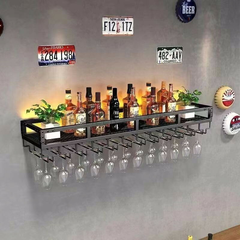 メーカー希望小売価格はメーカーカタログに基づいて掲載しています【商品名】壁掛け酒棚 (60/80/100cm) 鉄製×中空デザイン ウイスキー・ワイン収納 防錆加工 カップホルダー付 バー/カフェ/家庭用【価格】19849円【商品説明】【材...