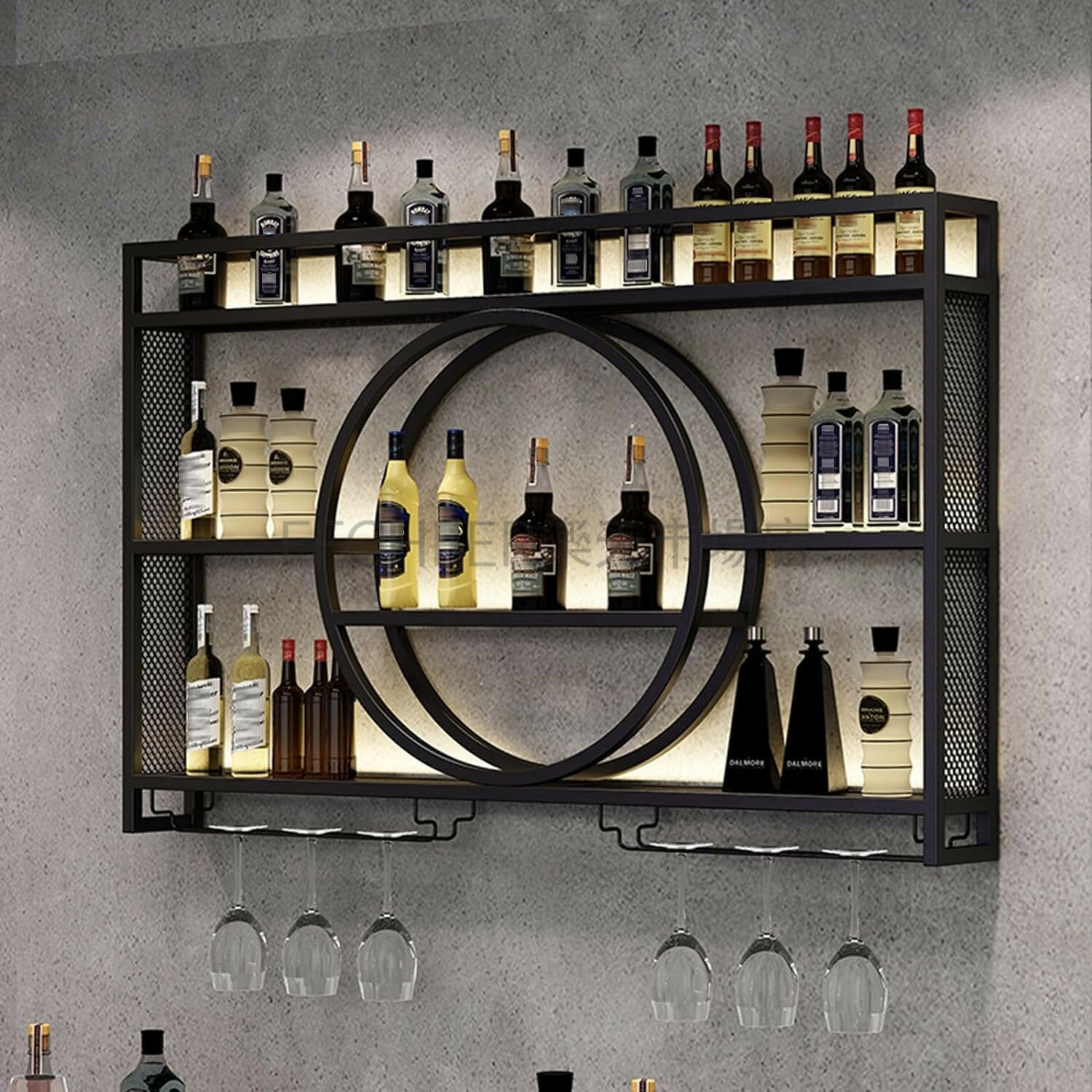 【商品名】ワインラック ワインホルダー酒ラック壁掛け ディスプレイスタンド 酒 棚壁掛け式 吊り下げ 壁ワインラックワイン置き居酒屋 レストラン 飲食店 バー クラブ用 ワインスタンド ワイン収納 お酒収納 アイアンアートボトルワインホルダ...