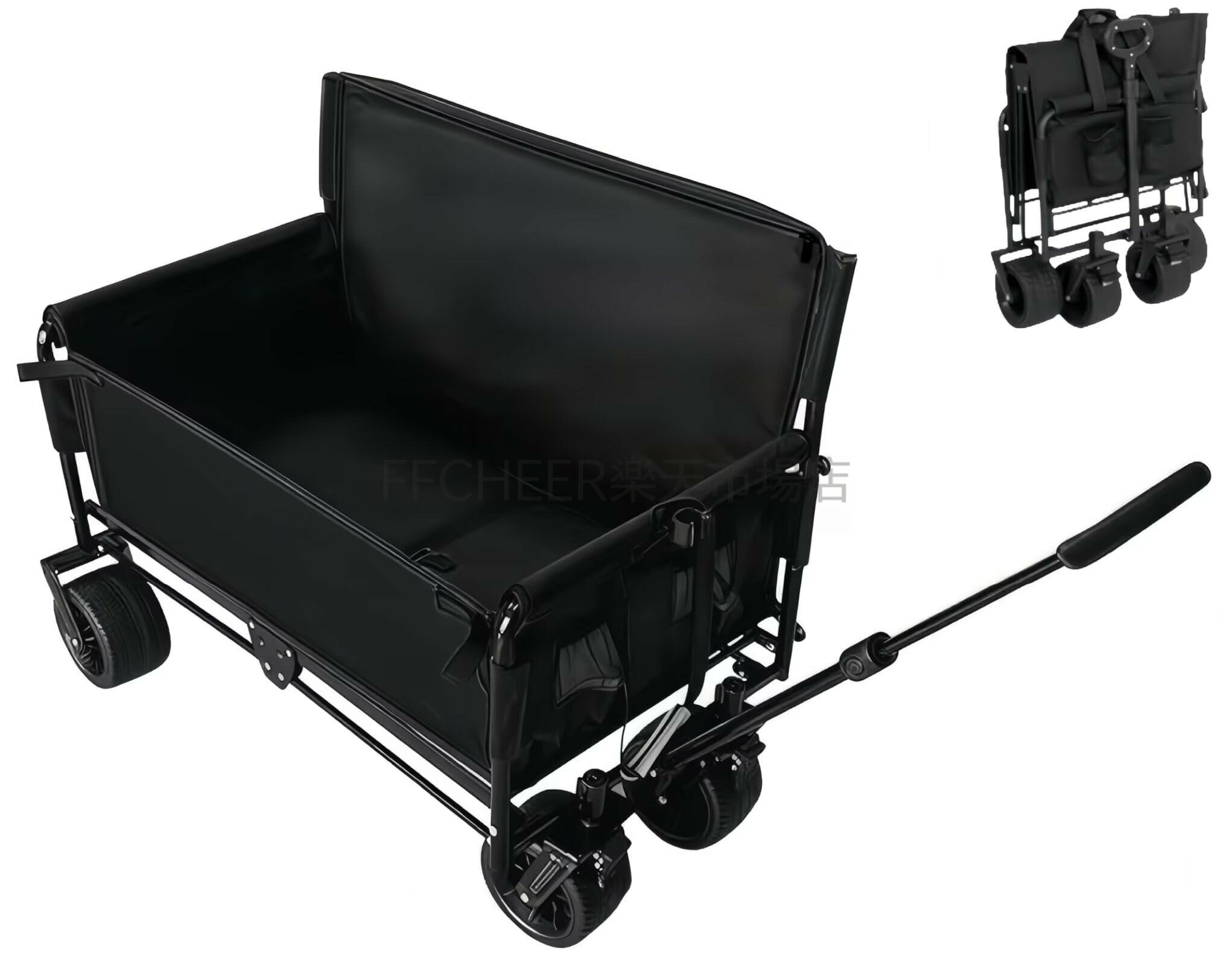 【商品名】アウトドアワゴン キャンプワゴン 耐荷重 200kg 52奥行きx102幅x90.5高さcm 折り畳み式キャンプカート 大容量200L ポータブル 調整可能なハンドル 多人数 ベンチ 頑丈 ワイドタイヤ搭載 ソファ席 キャンプ レ...