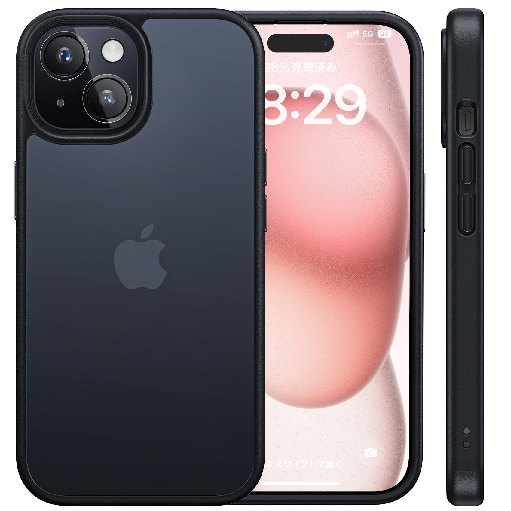 対応機種iPhone 15 専用（6.1インチ・2眼レフ） 半透明・マットな仕上げ背面のポリカーボネートは、耐久性や耐摩耗性に優れ、マットな質感でサラサラしており触り心地抜群です。表面には指紋防止ナノオコーティングを施しており、指紋がつく心...