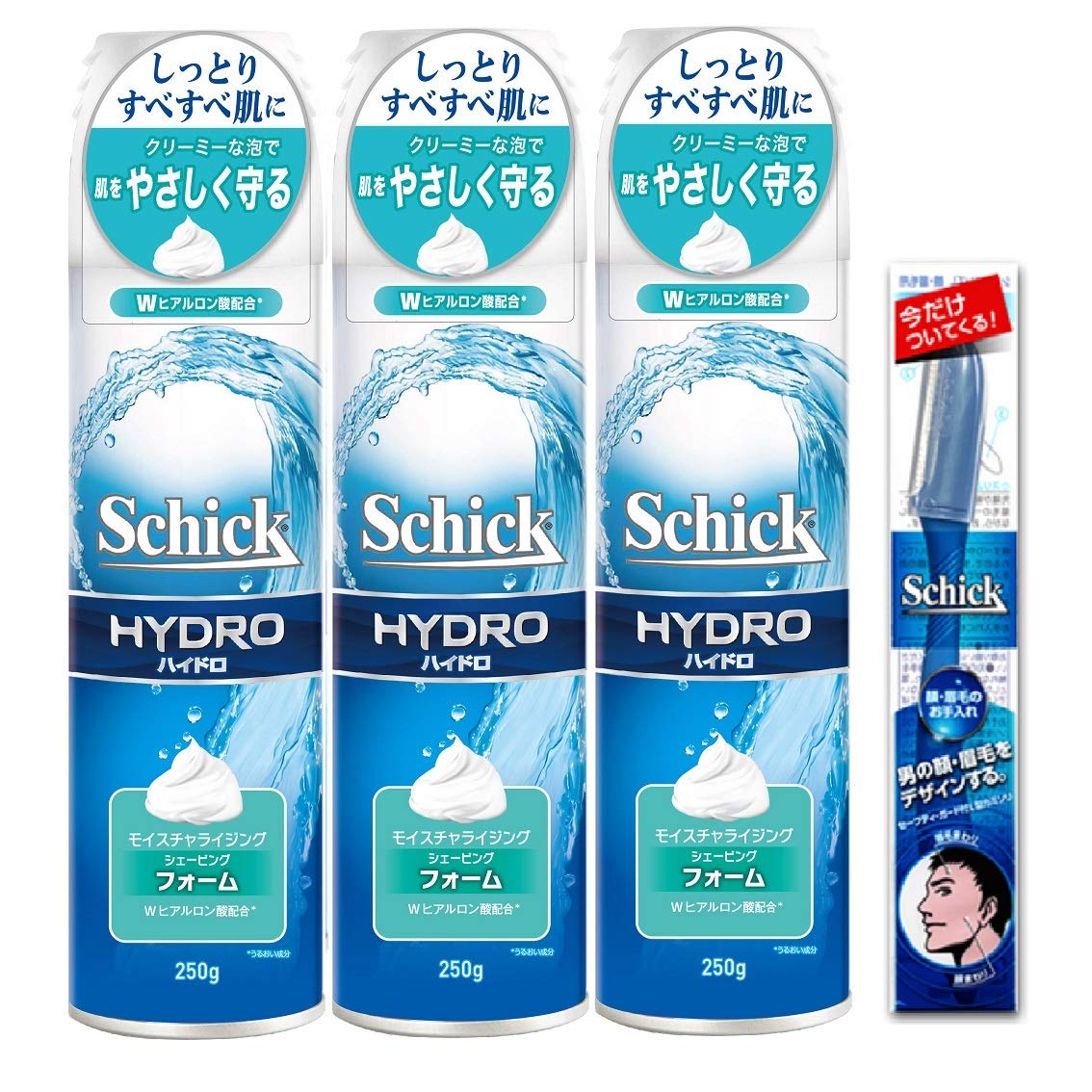 内容量:250×3g やさしく肌を守りたい方に クリーミーな泡で肌をやさしく守るフォームタイプ 剃る時も肌の水分を保ち、しっとりすべすべ肌に 2種類のヒアルロン酸(うるおい成分)配合 クリーミーな泡が肌をやさしくつつみこみ、シェービング時の...