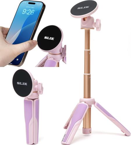 マグネットでカンタン取付！Magsafe対応スマートフォン用三脚「SLIK マグネポッド」iPhoneの背面に内蔵されている「Magsafe」でカンタンに固定できる、スマートフォン用三脚です。ブラック、ホワイト、ブルー、パープルの4色をご用...