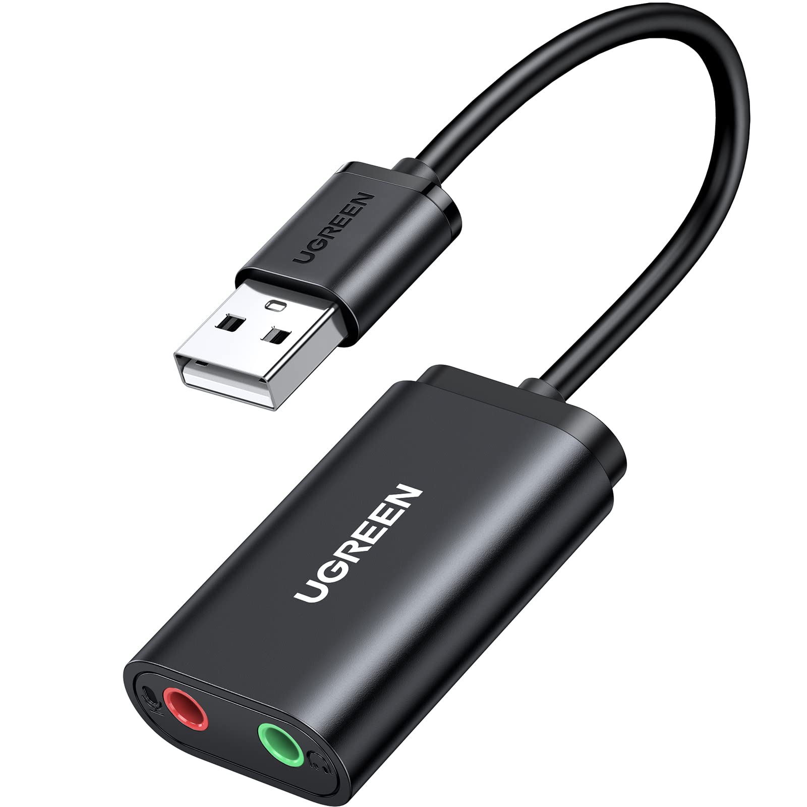 USB オーディオ 変換アダプタ3.5mmプラグのヘッドホン、スピーカー等の音声出力やマイク入力をUSBポートに変換するオーディオ変換アダプタです。3.5mm端子がない、もしくはそれが壊れたPCやゲーム機に適用します。ご注意：当サウンドカー...