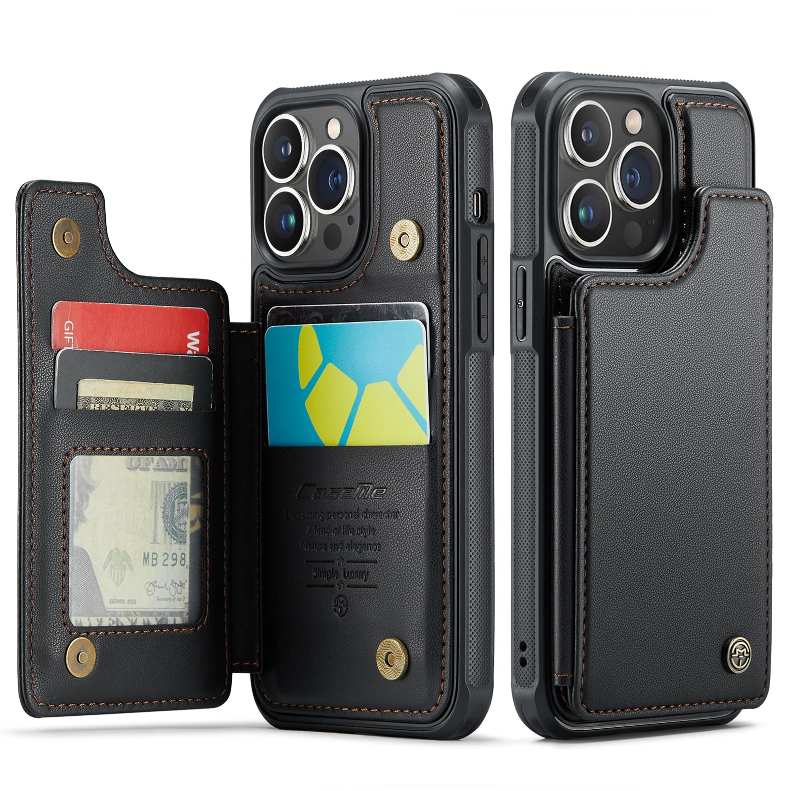 iPhone 13PRO (6.1インチ対応)、シンプルですっきりとしたシルエットに仕上げました。 スタンド機能が付き、品質、耐衝撃性、強度と耐久性を備えています。ポイントカードやicカードなど磁気の影響を受ける心配がありません。 側面滑り...