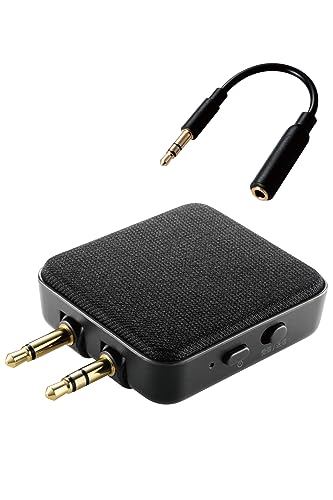 機内エンターテイメントやテレビの音をいつも使っている無線イヤホン・ヘッドホンで聴くことができるBluetoothオーディオトランスミッタ―/レシーバーです。 2本のφ3.5mmプラグがそれぞれ回転するスイング式で、2本/1本どちらのプラグに...