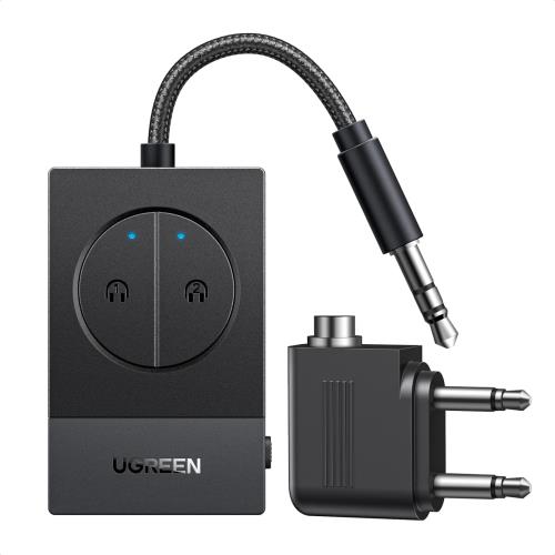 『デュアルペア対応Bluetoothトランスミッター』：本機を飛行機やテレビなどの非Bluetooth機器に接続後、BluetoothトランスミッターをAirPodsとペアリングすればワイヤレス音楽ストリーミングが可能。Bluetoothア...