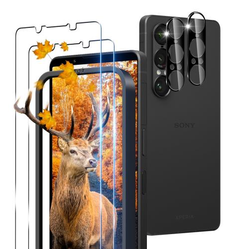 対応機種2枚液晶保護強化ガラスフィルム+2枚カメラ保護フィルムセット。 Xperia 1 VII SO-51F / SOG15 / XQ-FS44 のために設計され、正確なサイズ、2.5 Dラウンドエッジ加工があり、この強化ガラス保護フィル...