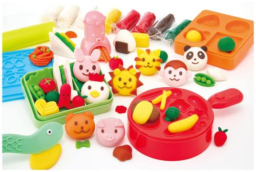 ねんDo！のねんどは小麦と塩で作られているので、小さいお子様でも安全に遊ぶことができます。 人気のおべんとうセットがより一層楽しい遊びを充実させてリニューアル！ にょろにょろタコさんおしだしきはかわいい見た目はそのまま、力の弱いお子様でも押...
