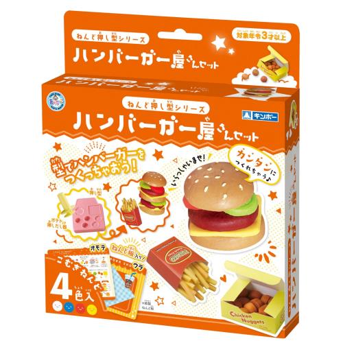 ⼩⻨ねんど4⾊(⽩⻘⾚⻩/各31g) 保存袋 紙製ねんど板(両⾯) 押し型2個 ローラー