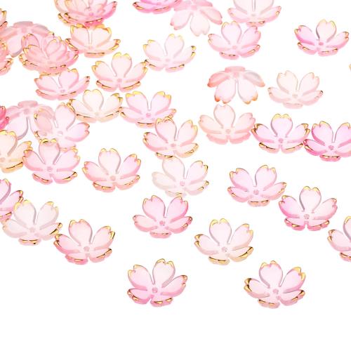仕様：サイズ：18 x 5mm/0.7 x 0.2（外径*高さ）；穴の直径：1.7mm/0.07；素材：アクリル；カラー：ピンク-イエローグラデーション；パッキングリスト：100個 x 桜フラワービーズ 特長：フラワービーズは優れたアクリル...