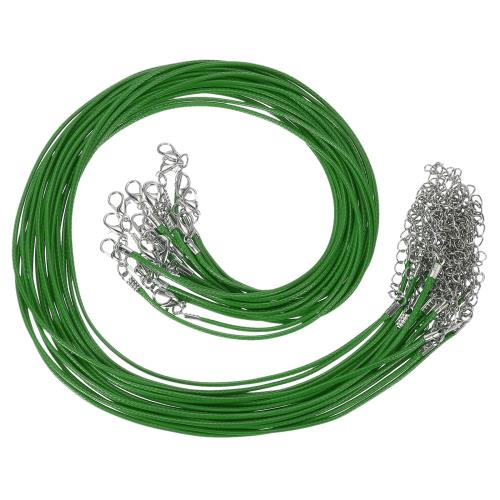 カラー：ダーク緑；ワックスコードサイズ：42 cm × 1.5 mm（長さ×直径）；テールチェーンの長さ：5 cm；パッケージリスト：20個×ネックレスコード 信頼性のある素材 - これらのロープネックレスストリングはワックスワイヤーで作ら...