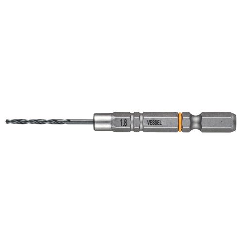刃先サイズ:φ1.8mm 全長:79mm クッションリング色:オレンジ 高硬度HSS(ハイス鋼)で鋭い切れ味が持続 鉄・軽金属・合成樹脂・木材などの各種穴あけ、タップ用穴あけに 振れやガタを低減するクッションリング効果 溝加工したドリルを軸...