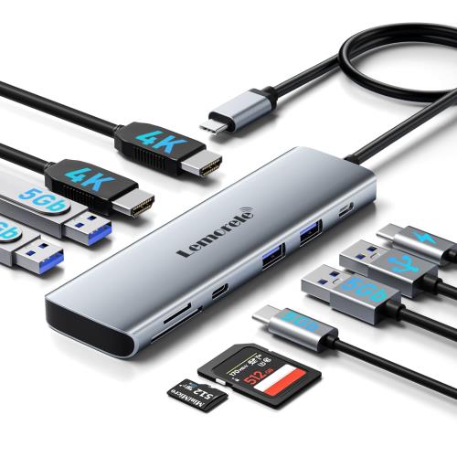 Type C ドッキングステーションUSB 3.0ポート(5Gbps)+USB 2.0ポート＊2、HDMI 2ポート4K@30Hz、Type C PD 100W 給電、Micro SD/ TFスロット日常必要されるポートをすべて備えています...