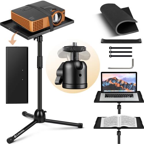 高さ調整可能・360°回転このプロジェクタースタンドは90cm～130cmまで高さを調整でき、取り付けと取り外しもとても簡単です。また、トレイは360°調整でき、座っていても立っていても一番快適な位置でノートパソコンを使え、背中や首のこわば...