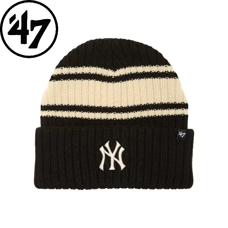 ’47 ( フォーティーセブン ) ’47 カフニット ニューヨーク・ヤンキース Harbor Stripe ブラック | 帽子 | ニット帽 | 防寒 | オシャレ | ボーダー | 可愛い | 14858322 | アクリル | レジャ...
