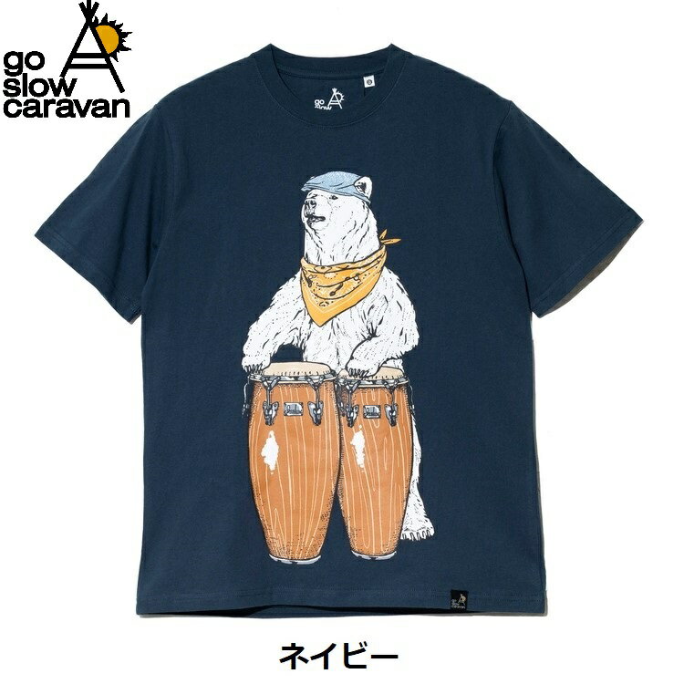 go slow caravan ( ゴースローキャラバン ) USA/C コンガクマ TEE 361909 半袖Tシャツ Tシャツ メンズ レディース ユニセックス クマ 熊 プリント USAコットン 綿 クルーネック カジュアル アウトド...