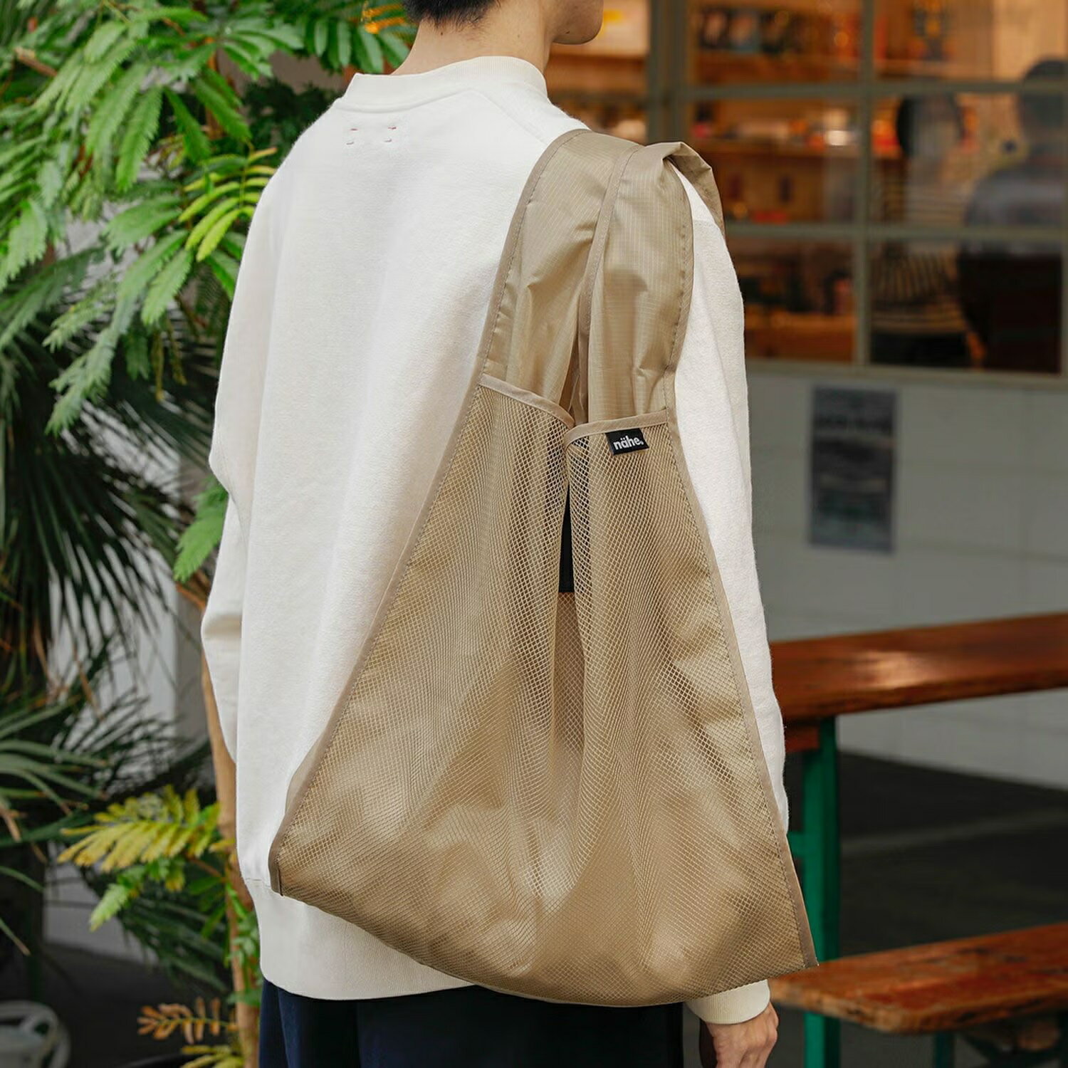 HIGHTIDE ( ハイタイド ) ショッパー L | エコバッグ | コンパクト | 大きめ | お買い物 | 買い物バッグ | シンプル | サブバッグ | 軽い | 軽量 | ネーエ | 幅広 | 持ち手 | メッシュポケット | ...