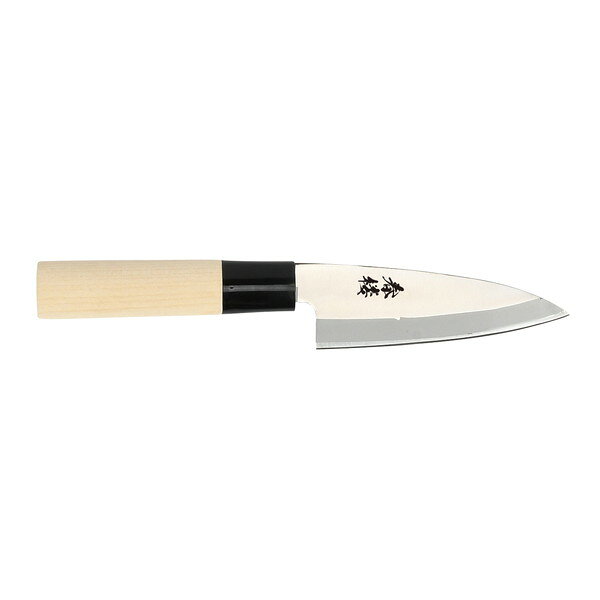 商品説明●魚用包丁です。 品番・品名F-2406 春楼 あじ切り包丁105 商品仕様 ●サイズ：全長220×幅35×高さ17mm ●重量：82g ●【材質】刀身：ステンレス刃物鋼　刃の形状：片刃　ハンドル：天然木　口金：ポリプロピレン　鋲：...