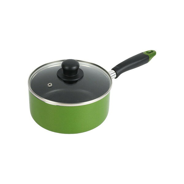 商品説明●こびりつきにくく、お手入れ簡単。 品番・品名HB-8597 ニューフォア ふっ素加工IH対応ガラス蓋付片手鍋18cm グリーン 商品仕様 ●製品サイズ(約)：全長335×幅185×高さ135mm(底の厚さ2.4mm) ●重量(約)...