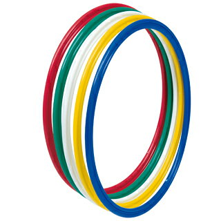 【5色セット】 フラットフープは通常の体操リングと違い、 ■厚みが少なく、かつ樹脂形成品のため踏んでも割れにくい ■つぎ目が無いために使用感に優れる といった特徴を持っています。 ※この商品は大型商品の為、送料は別途お見積もりとなります。ご...