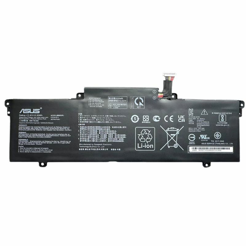 商品情報 商品名: 純正 Asus バッテリー 商品概要: スペック: 公称電圧 11.61V 公称容量 5427 mAh/ 63 Wh 型番: C31N1914 保証期間: 当店より1年間動作保証 対応機種一覧: Zenbook 14 U...