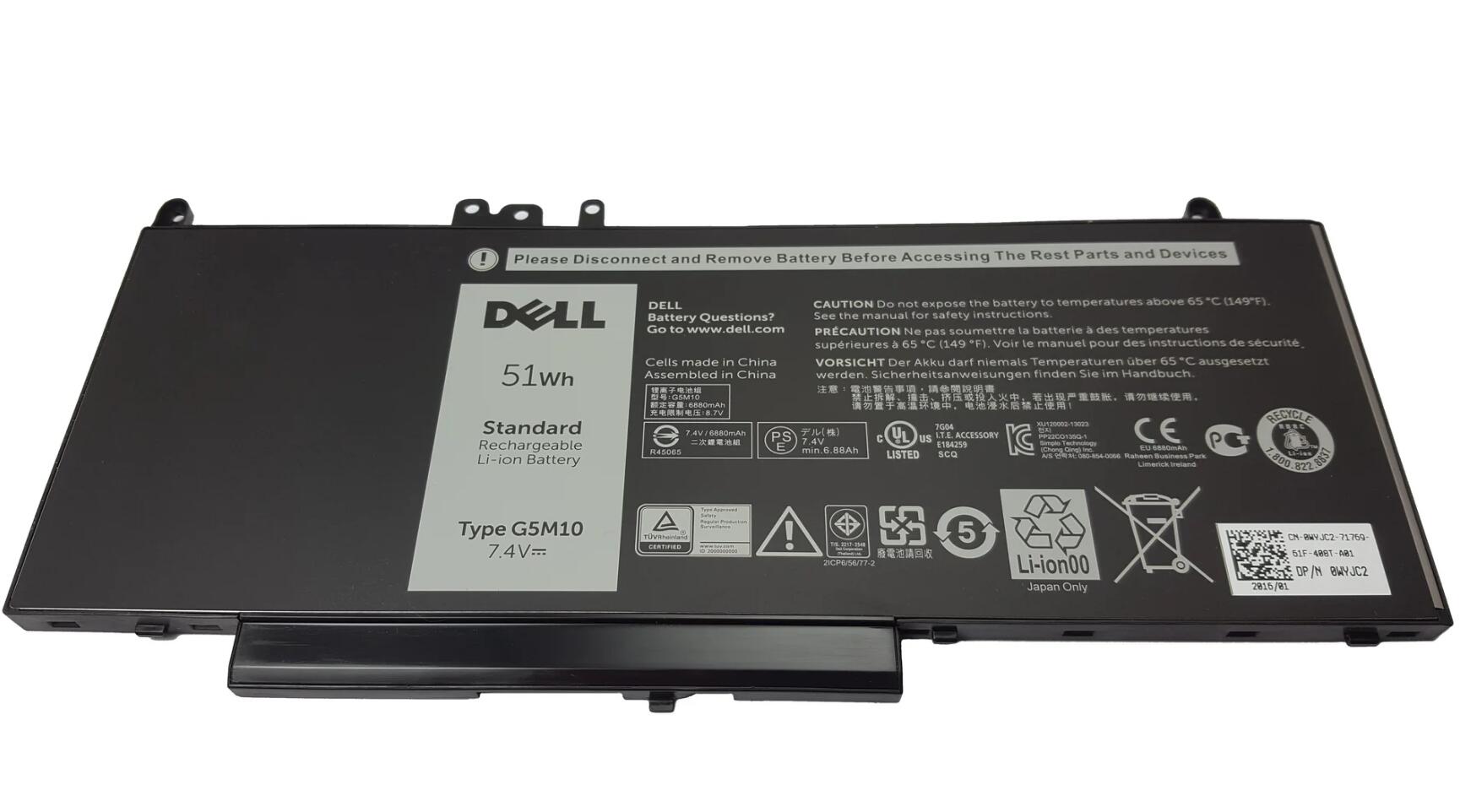 商品情報 商品名: 純正 DeLL バッテリー 商品概要: スペック: 公称電圧 7.4V 公称容量 6880 mAh/ 51 Wh 型番: WYJC2 保証期間: 当店より1年間動作保証 対応機種一覧: Latitude E5450 La...