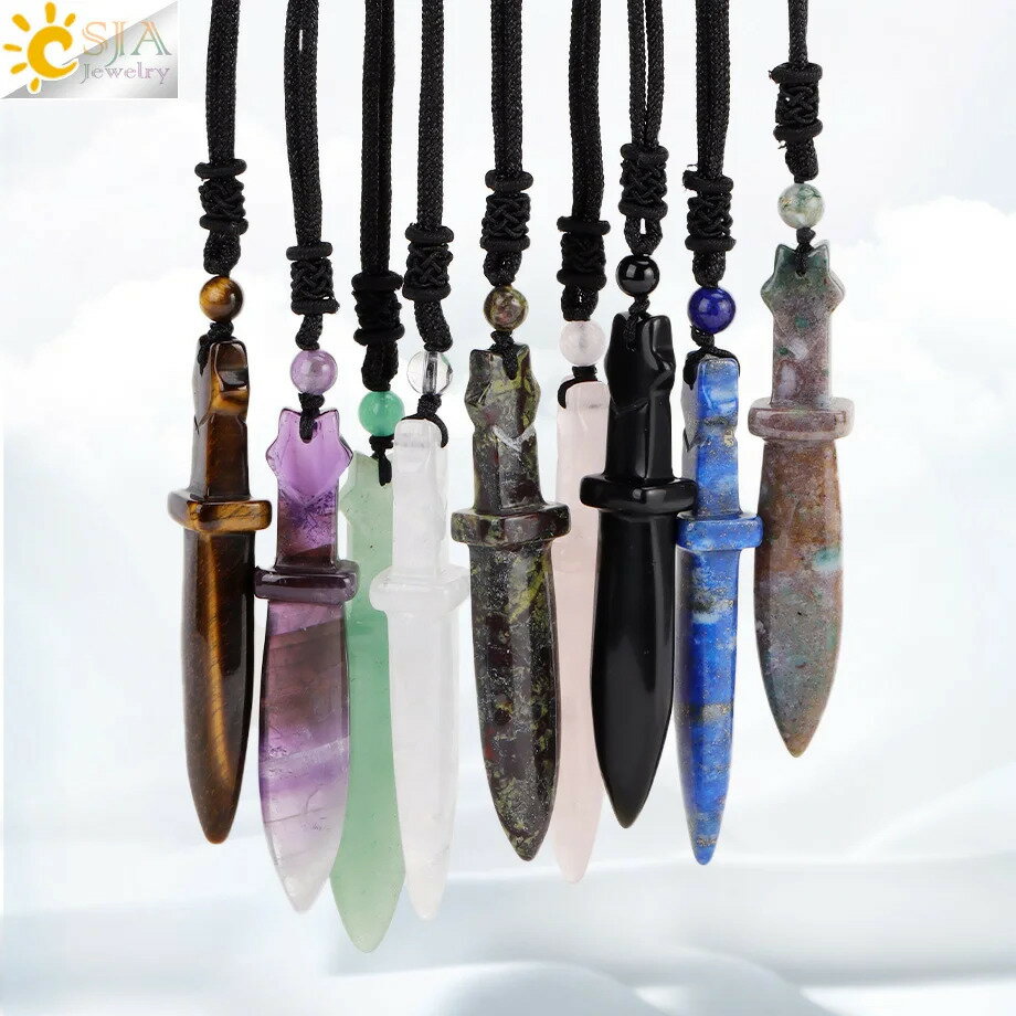 本商品は海外からの発送となり到着までに2週間程度を頂戴します。予めご了承くださいませ。商品名ビンテージ 剣 ソード クリスタル ペンダント ネックレス お守り ナチュラル ジェム ストーン 虎 タイガー 動物 アニマル 目 アイズ アメジス...