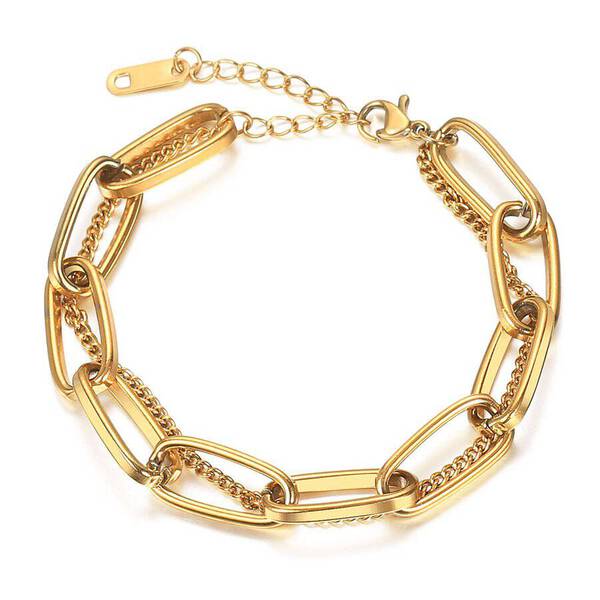 海外からの発送となりお届けに2週間程度を頂いております。予めご了承くださいませ。商品名シック レイヤー 長方形 ペーパークリップ ブレスレット メンズ ゴールド ステンレス シルバー ケーブル フラット リンク キューバ マイアミ リストバ...