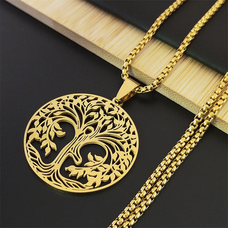 海外からの発送となりお届けに2週間程度を頂いております。予めご了承くださいませ。商品名木 ツリー 木の葉 リーフ 植物 プラント ライフ ステンレス スチール チェーン ネックレス メンズ レディース ヨガ ヒーリング バランス スピリチュ...