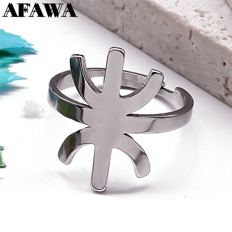 海外からの発送となりお届けに2週間程度を頂いております。予めご了承くださいませ。商品名アフリカ バーバー シンボル リング 指輪 ステンレス スチール シルバー カラー アマジグ レター エスニック ベルベル オープン 調整可能 レディース...