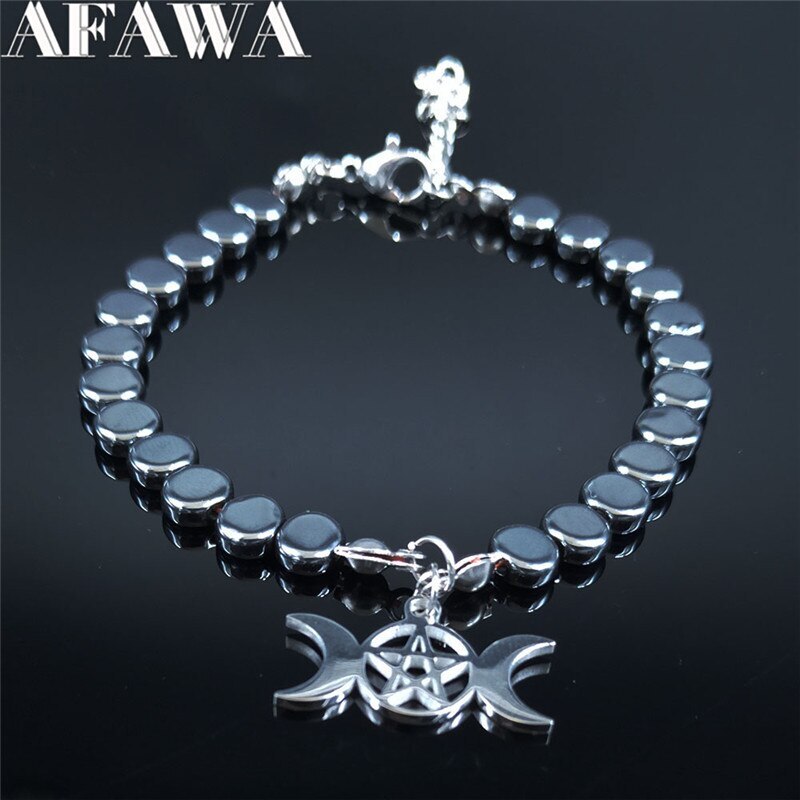 海外からの発送となりお届けに2週間程度を頂いております。予めご了承くださいませ。商品名魔術 ウィッチクラフト 五芒星 スター ステンレス スチール トリプル 月 ムーン 女神 ブレスレット レディース シルバー カラー バングル ジュエリー...