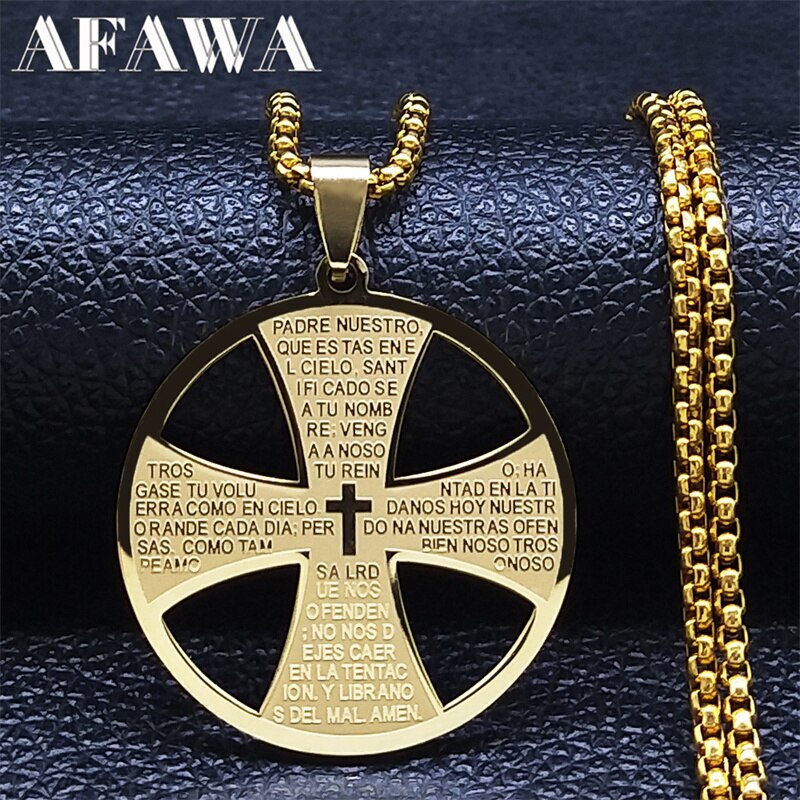 海外からの発送となりお届けに2週間程度を頂いております。予めご了承くださいませ。商品名スペイン ロード 祈り バイブル 詩 プロジェクション クロス ペンダント ネックレス ステンレス スチール カトリック 襟 スペックオケージョン-パーテ...