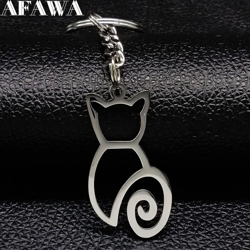 海外からの発送となりお届けに2週間程度を頂いております。予めご了承くださいませ。商品名ファッション カット 猫 ネコ キャット 動物 アニマル ステンレス スチール キーチェーン キーホルダー レディース シルバー カラー 車 カー ジュエ...