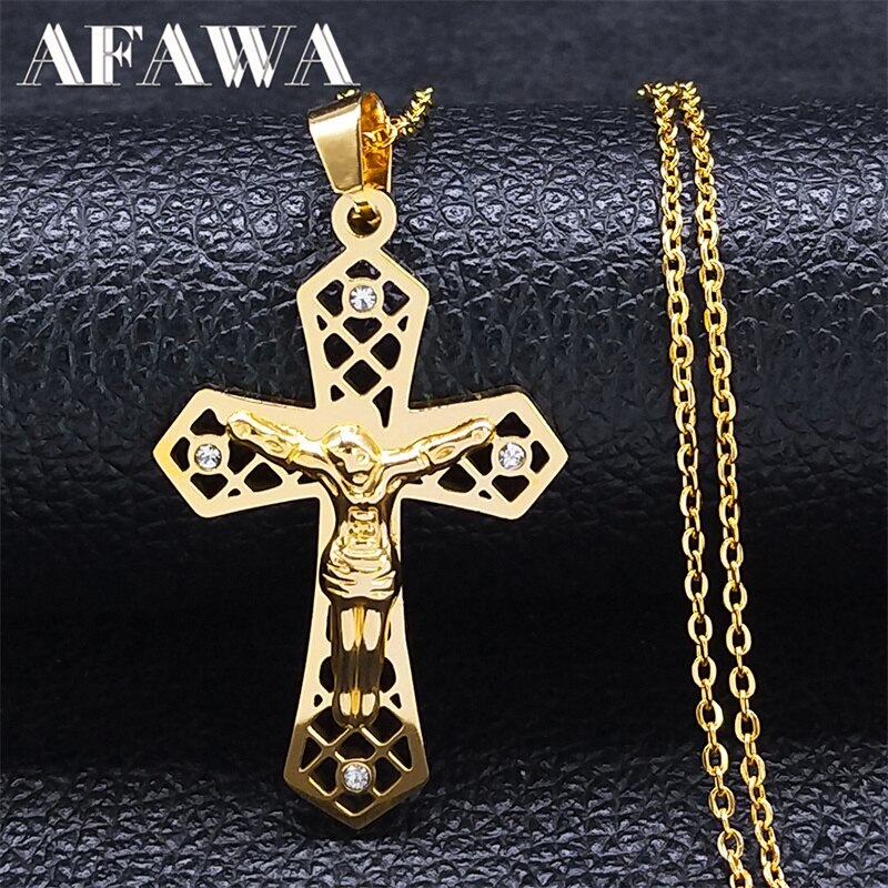 海外からの発送となりお届けに2週間程度を頂いております。予めご了承くださいませ。商品名キリスト イエス クロス ネックレス ステンレス スチール 宗教 レリジョン ペンダント ジュエリー 祈り 洗礼 ギフト コーラー レディース スペックオ...