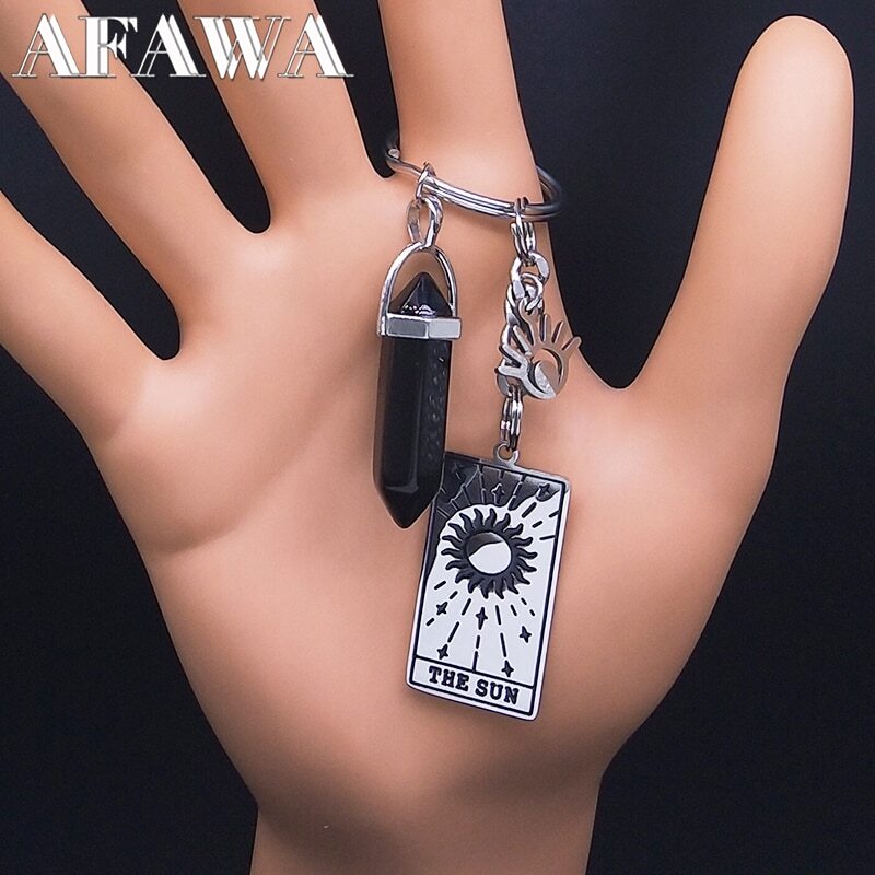 海外からの発送となりお届けに2週間程度を頂いております。予めご了承くださいませ。商品名タロット カード 太陽 ステンレス スチール 鍵 キー リング 指輪 望み 運 ウィズダム お守り チェーン 装身具 ジュエリー キーホルダー 市長スペッ...