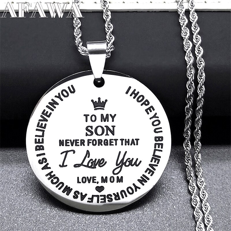海外からの発送となりお届けに2週間程度を頂いております。予めご了承くださいませ。商品名息子 I Love ペンダント ネックレス ステンレス スチール シルバー カラー ママ インスピレーション レター チェーン ジュエリー 炭鉱スペックオ...