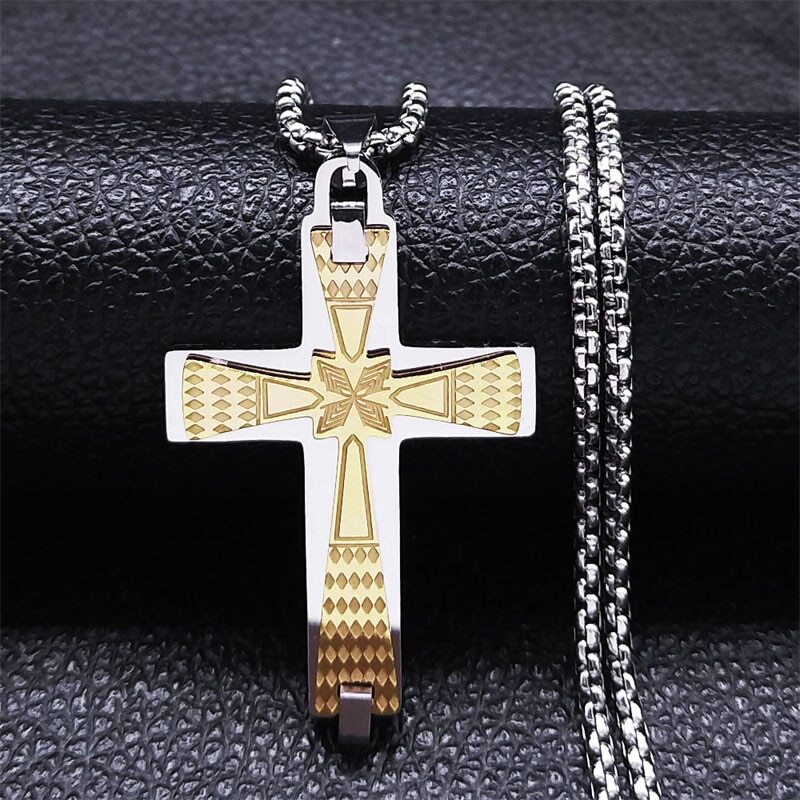 海外からの発送となりお届けに2週間程度を頂いております。予めご了承くださいませ。商品名カトリック クロス ネックレス メンズ レディース シルバー カラー ステンレス スチール 宗教 レリジョン ペンダント イエス ジュエリー スペックオケ...