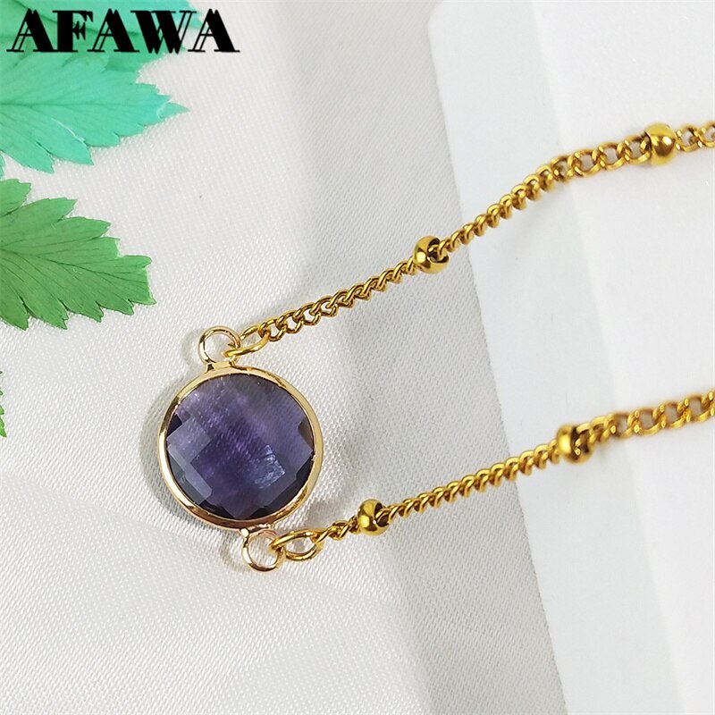 海外からの発送となりお届けに2週間程度を頂いております。予めご了承くださいませ。商品名紫 パープル ガラス ペンダント ネックレス ステンレス スチール ゴールド カラー チョーカー レディース 鎖骨 チェーン ジュエリー ビジュー スペッ...