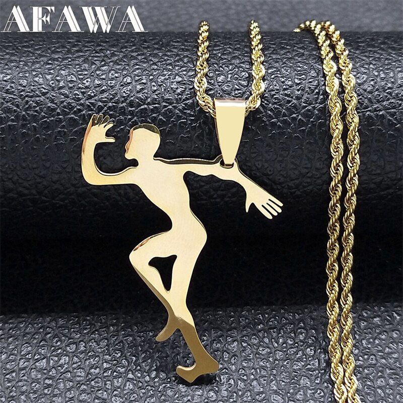 海外からの発送となりお届けに2週間程度を頂いております。予めご了承くださいませ。商品名フィギュア ランニング メンズ ペンダント ネックレス レディース ステンレス スチール ゴールド カラー ランナー ラン インスパイア スポーツ ジュエ...