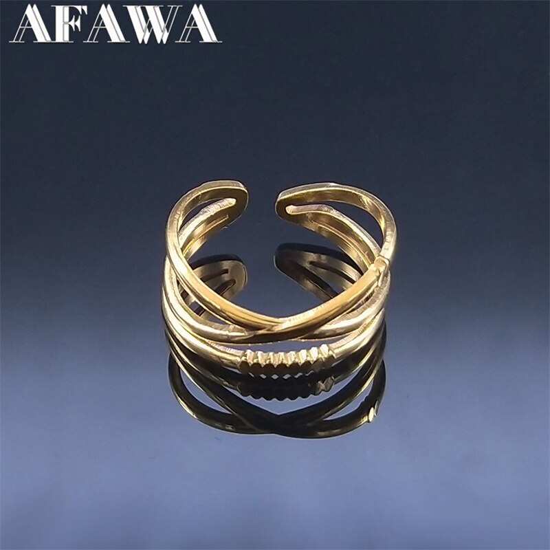 海外からの発送となりお届けに2週間程度を頂いております。予めご了承くださいませ。商品名ファッション クロス ステンレス スチール レイヤー リング 指輪 ゴールド カラー 調整可能 レディース ジュエリー メンズ スペック機能-メッセージリ...