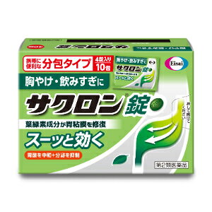 胃がスーッとなる緑の胃ぐすり。ムカムカ、胸やけ、飲みすぎに 胃のムカムカや胸やけは、 胃酸が出過ぎることで起こることがあります。 また、過度な飲酒によりアルコールが 胃粘膜自体を直接刺激することも原因となります。 サクロン錠は、出過ぎた胃酸...