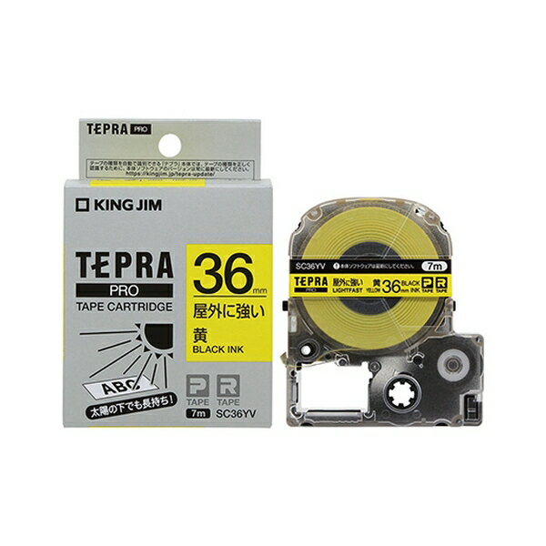 商品の特徴 キングジム SC36YV テプラPROテープ 屋外に強いラベル 黄 36MM 黒文字 目的に応じて使い分ければ、もっと便利で美しく。 製品仕様 JANコード：4971660776825