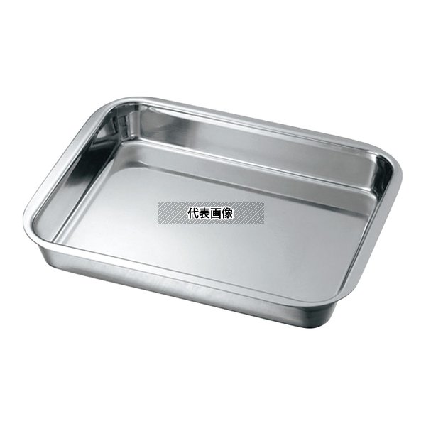商品の特徴 18-8 角バット フラットエッジタイプ 30枚取 ●フチ(エッジ)がフラット、かつ長い。 ●材料を厚くして強度をアップ。歪みを防止。 ●コーナーの段加工(スタッキングの際のはまり込み防止。 製品仕様 外寸1:176×217mm...