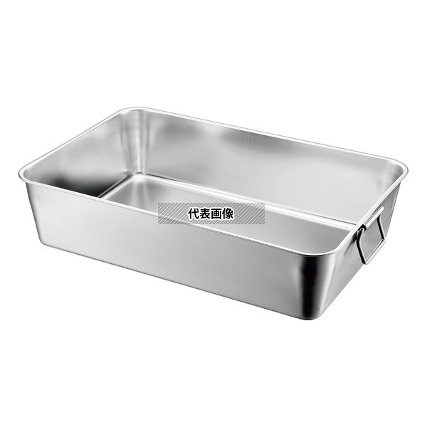 商品の特徴 AG 18-8 角バット 2枚取(手付) ●耐久性のあるベーシックなステンレス角バット。食材の一時保管や、下味付けなどに便利な形状です。 製品仕様 外寸1:640×425×153mm 重量:3120g 容量:33L 厚み:0.8...