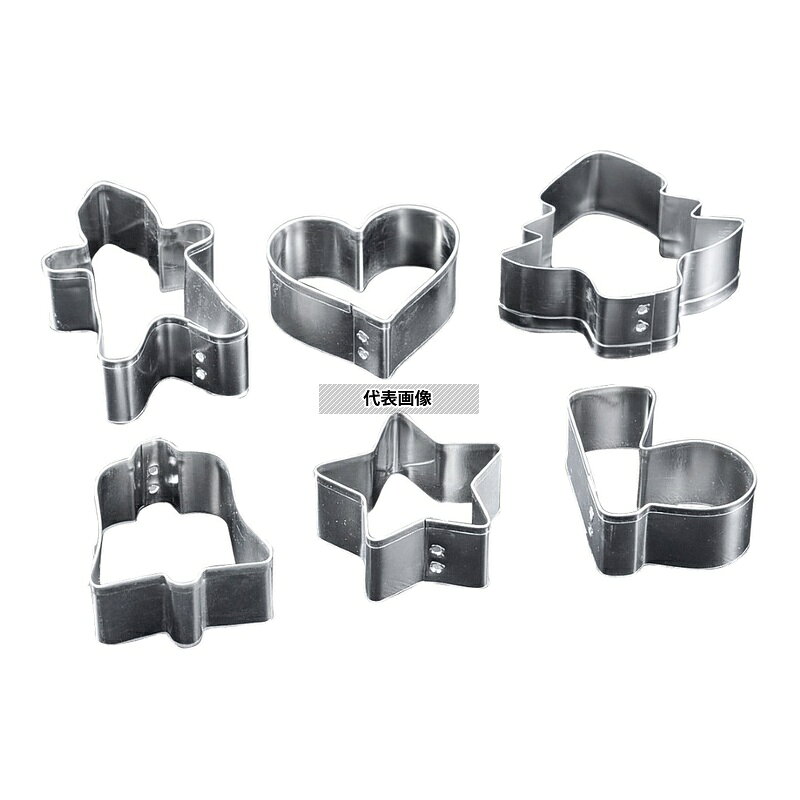 商品の特徴 FK ブリキ クリスマス用 抜型 6pcsセット 製品仕様 ●商品ブランドシリーズ:FK ●品名情報分解1 物:抜き型 ●外寸:星:55×55・ベル:60×53・ツリー:75×75・全てH23/ ●材質:ブリキ/ JANコード：...