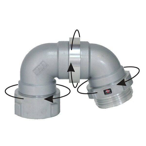 商品の特徴 岩崎製作所　15FS9070A　【媒介金具】 アルミ製 フルスイング90°×70° ●ポンプや給水管に吸管ホース等を取り付ける消防ネジ規格の媒介金具です ●根元部分と吐出部分が回転し、中間部分も回転するので様々な角度調整が可能で...